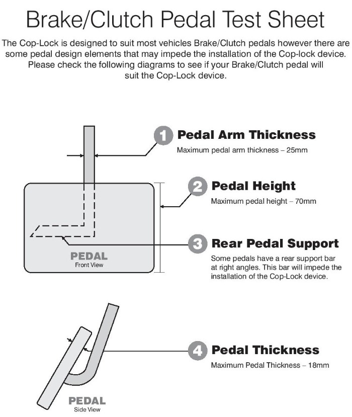 COP-LOCK Anti-Theft Brake Pedal Lock Device Auto Car Heavy Duty ...